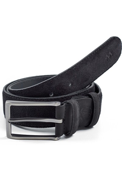 Hemington El Yapımı Siyah Süet Deri Kemer