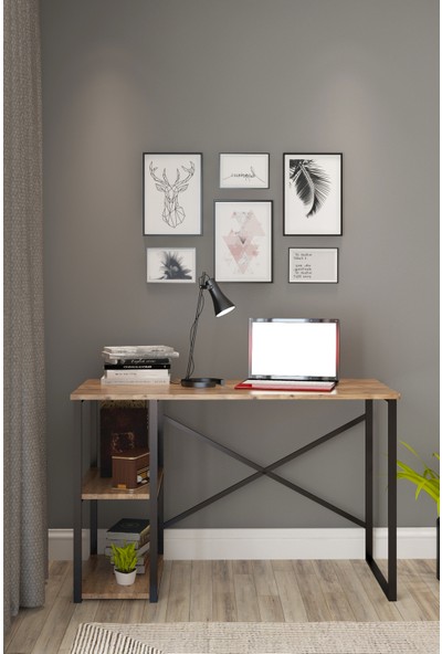 Pratico Metal Çalışma Masası 2 Raflı Atlantik Çam Ofis Laptop Bilgisayar Masası 60X120 Pratico Metal Çalışma Masası 2 Raflı Atlantik Çam Ofis Laptop Bilgisayar Masası 60X120