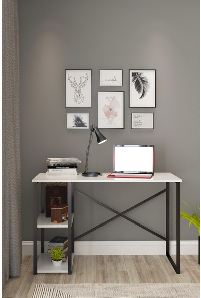 Pratico Metal Çalışma Masası 2 Raflı Beyaz Ofis Laptop Bilgisayar Masası 60X120 Pratico Metal Çalışma Masası 2 Raflı Beyaz Ofis Laptop Bilgisayar Masası 60X120