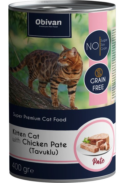 Obivan Kitten Tahılsız Tavuklu Yavru Kedi Konservesi 24X400 gr ve Papyon-Tasma Obivan Kitten Tahılsız Tavuklu Yavru Kedi Konservesi 24X400 gr ve Papyon-Tasma
