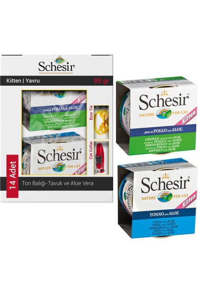 Schesir Ton-Tavuk-Aloevera Karışık Yavru Kedi Konservesi 14X85 gr Schesir Ton-Tavuk-Aloevera Karışık Yavru Kedi Konservesi 14X85 gr