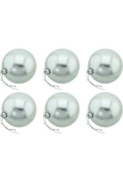 Pazariz 6lı Parlak Cici Top Yılbaşı Ağacı Süsü Gümüş 6 cm