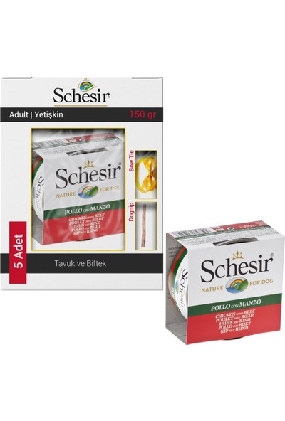 Schesir Tavuklu Biftekli Köpek Konservesi 5X150 gr
