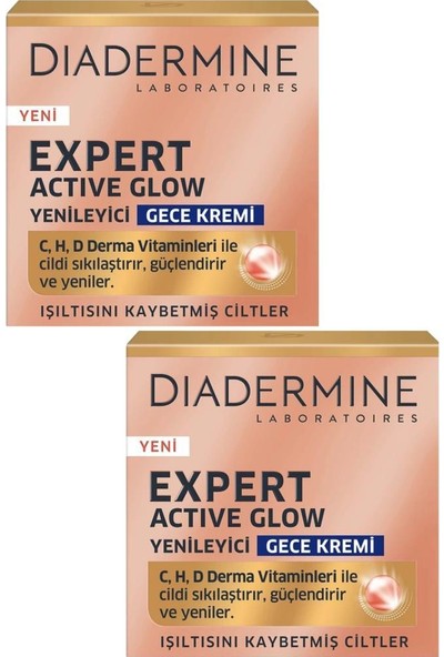 Diadermine Expert Active Glow Yenileyici Gece Kremi 50 ml x 2 Diadermine Expert Active Glow Yenileyici Gece Kremi 50 ml x 2