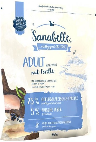 Sanabelle Adult Forelle Alabalıklı Tahılsız Kedi Maması 400 gr Sanabelle Adult Forelle Alabalıklı Tahılsız Kedi Maması 400 gr