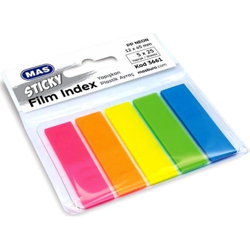 Mas Film Index Dikdörtgen Postit Ayraç 12 x 45 mm Tekli Fiyatı