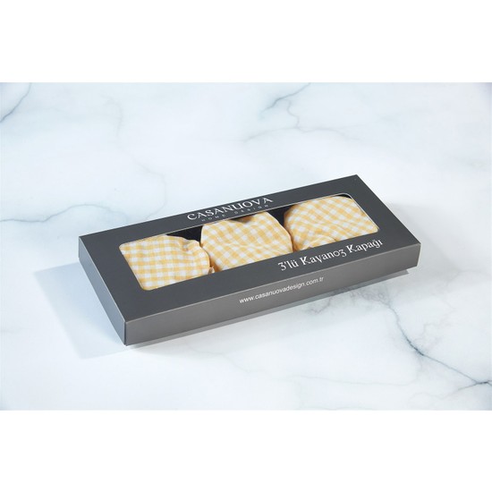 Caka Home 3'lü Kumaş Kavanoz Kapağı Ekose Desen Sarı Fiyatı