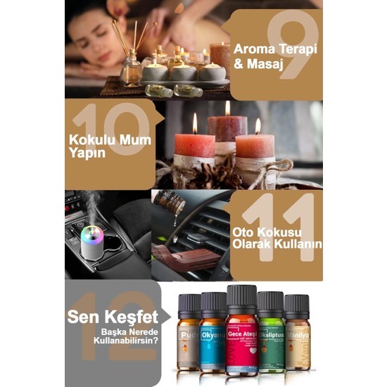 Evove Cosmetics Miss'ev 12'li Set Saf Esansiyel Yağ, Oda Kokusu ...