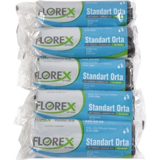 Florex Standart Orta Siyah 5 Rulo Çöp Torbası Fiyatı
