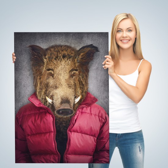 Domuz Kafalı Insan Kanvas Duvar TABLOSU-4987 Fiyatı