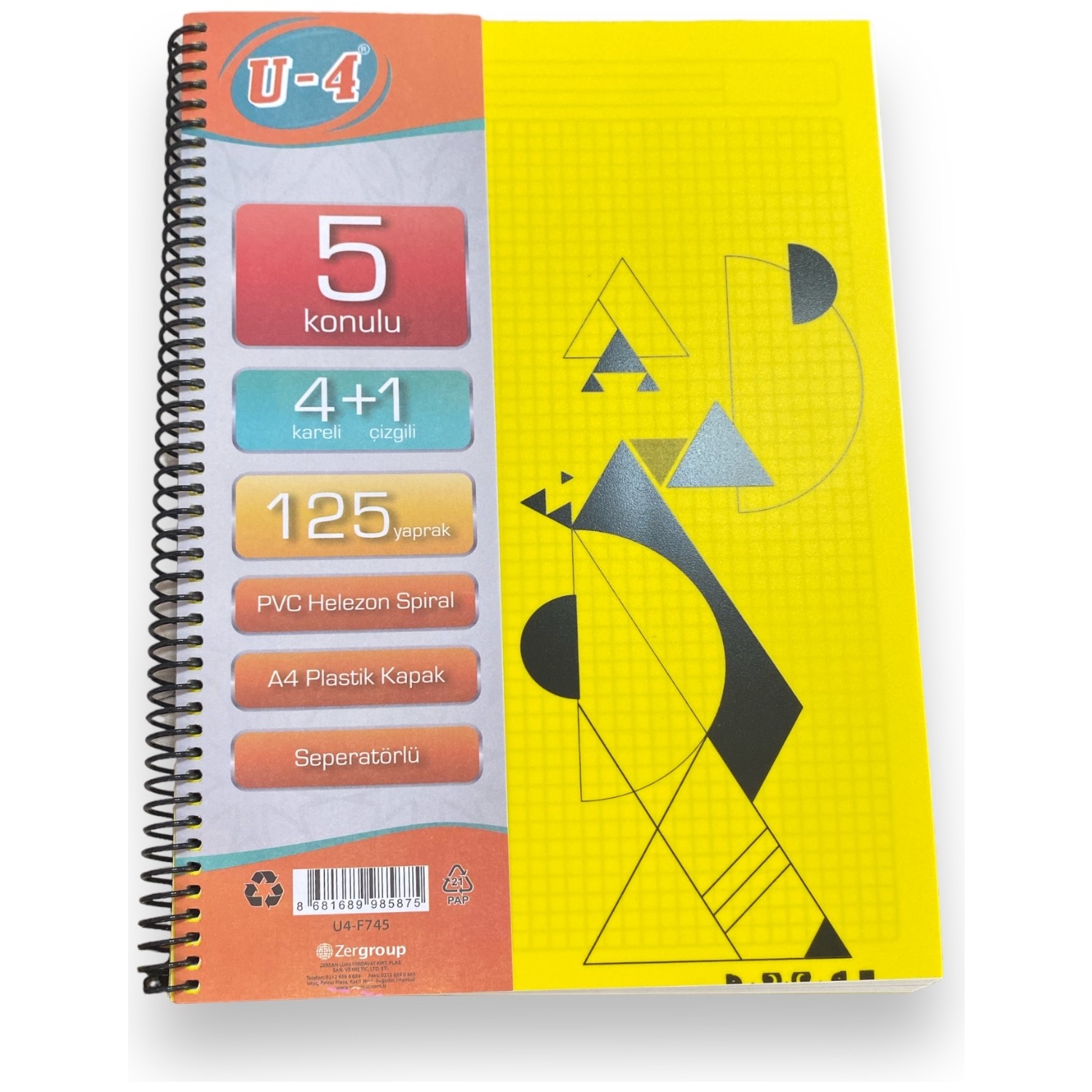 Tokaç U4 4 + 1 125 Ypr A4 Spiralli Ayraçlı Defter 4 Kareli 1 Fiyatı