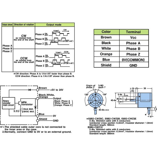 Omron E6B2-CWZ6C 500 Pals Optik Rotary Enkoder DC 5V/24V Fiyatı