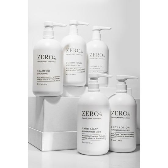 Zero/o Naturally Kind Shampoo 444 ml + Conditioner 444 ml + Shower Gel ...