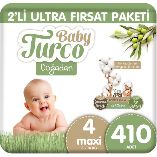 Baby Turco Doğadan 2'li Ultra Fırsat Paketi Bebek Bezi 4 Fiyatı