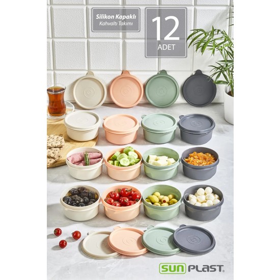 Sunplast 12'li Şirin Kahvaltı Seti - Sızdırmaz Silikon Kapaklı Erzak ...