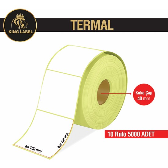 King Label Termal Barkod Etiket 100X100 10 Rulo 500'LÜ Sarım Fiyatı