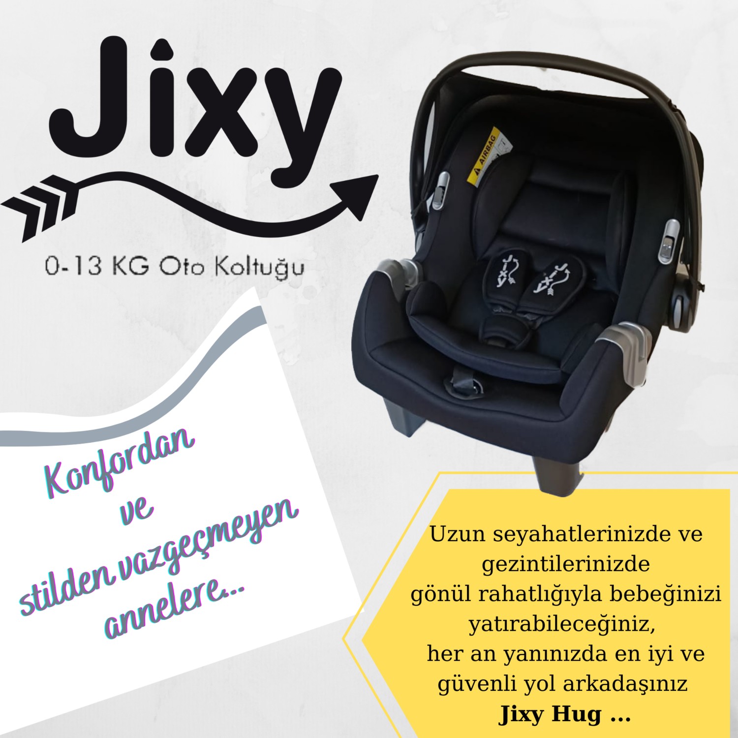 Jixy Hug Ana Kucağı / Bebek Oto Koltuğu - Siyah Fiyatı