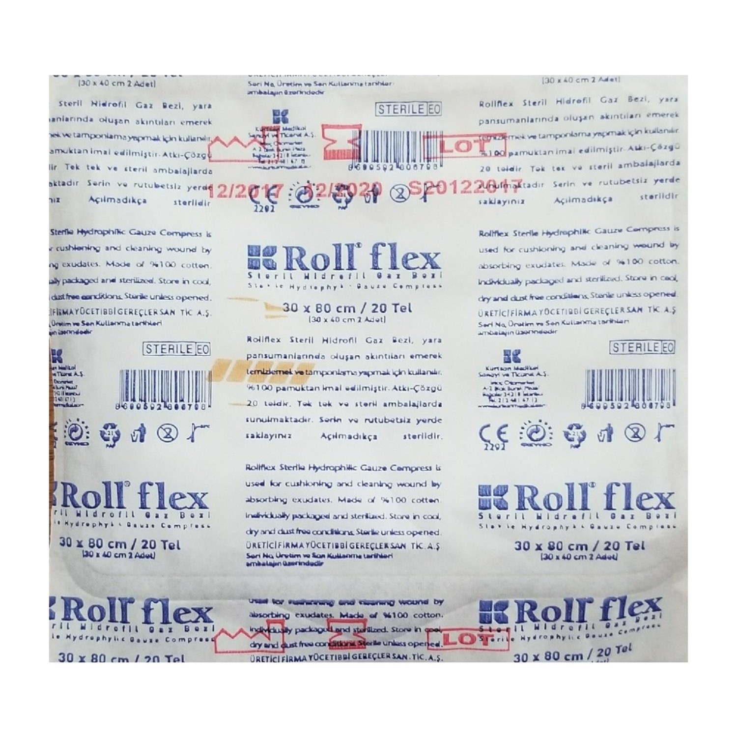 Roll Flex 30cmx80cm Steril Gaz Bezi Spanç 10 adet Fiyatı
