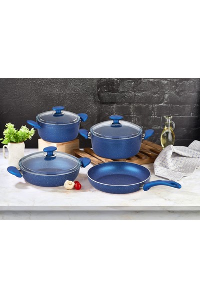 Papilla Argos 7'li Granit Tencere Seti Mavi Papilla Argos 7'li Granit Tencere Seti Mavi