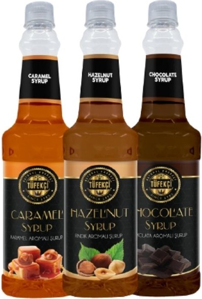 By Tüfekçi 3'lü Avantajlı Paket (Karamel Çikolata Fındık) Şurubu By Tüfekçi 3'lü Avantajlı Paket (Karamel Çikolata Fındık) Şurubu