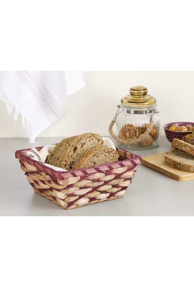 English Home Audrey Hasır Kare Ekmek Sepeti 19X19X9 cm Mürdüm English Home Audrey Hasır Kare Ekmek Sepeti 19X19X9 cm Mürdüm