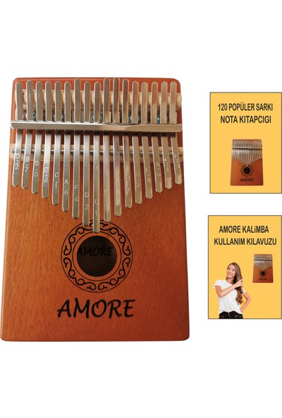 Amore 17 Tuşlu Kalimba Pro Parmak Piyano + 120 Popüler Şarkı Notası + Türkçe Kullanım Klavuzu Komple Set Amore 17 Tuşlu Kalimba Pro Parmak Piyano + 120 Popüler Şarkı Notası + Türkçe Kullanım Klavuzu Komple Set