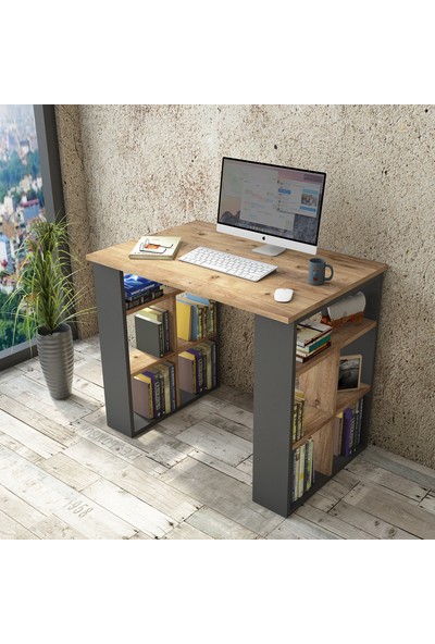 Yurudesign Bremen Çalışma Masası Kitaplık Çam-Antrasit Br1-Aa