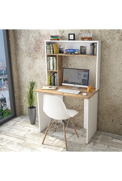 Yurudesign Bremen Çalışma Masası Kitaplık Raf Çam-Beyaz Br2-Aw Yurudesign Bremen Çalışma Masası Kitaplık Raf Çam-Beyaz Br2-Aw