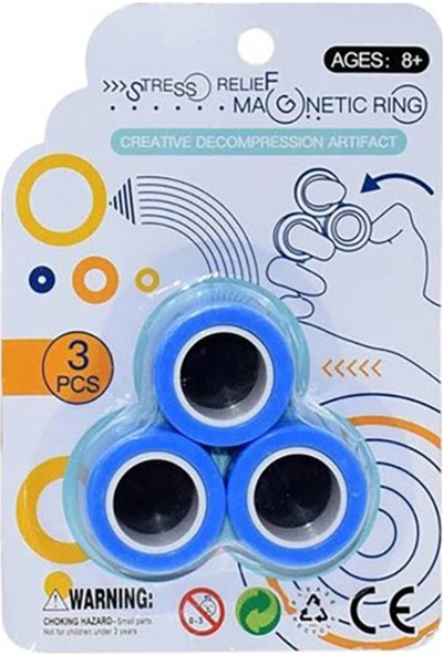 Vidvie Manyetik Stres Yüzüğü - Magnetic Ring - Mavi