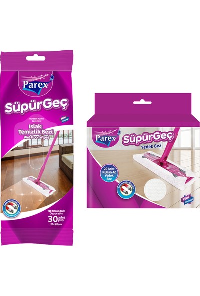 Parex Süpürgeç Yedek 30'lu Islak Bez ve Yedek 20'li Kuru Bez - Kullan At