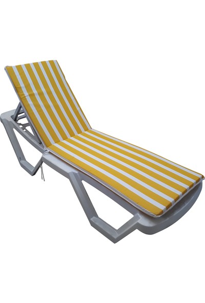 Mirzade Şezlong Minderi Median Pam./pol. Kumaş Fermuarlı-Sarı/beyaz