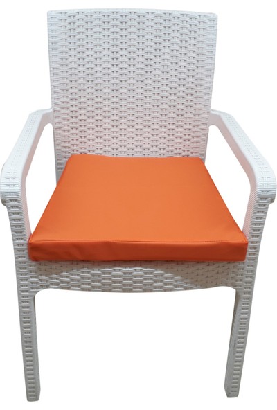 Mirzade Rattan Koltuk Minderi Su Geçirmez Kumaş 5 cm Gri Sünger-Turuncu