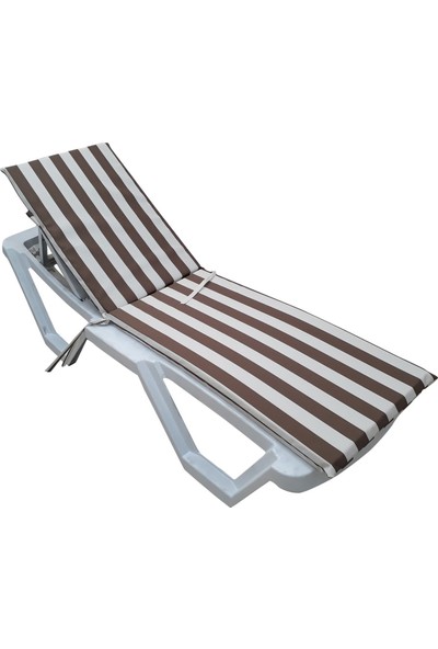 Mirzade Şezlong Minderi Lüks Su Geçirmez Kumaş Fermuarlı Yıkanır-Kahve/krem