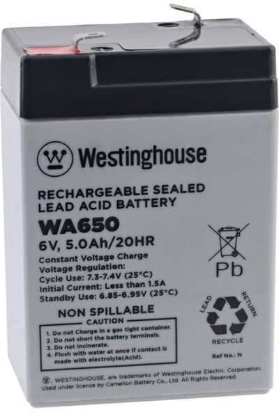 Westınghouse 6V 5AH Kuru Tip Akü 2020/09.AY Üretim Tarihli Amerika Menşeili Westınghouse 6V 5AH Kuru Tip Akü 2020/09.AY Üretim Tarihli Amerika Menşeili