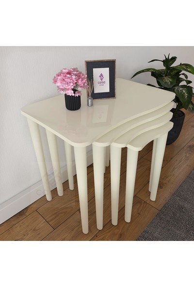 Canisa Concept Kuğu 4 Lü Zigon Sehpa Lake Boyalı