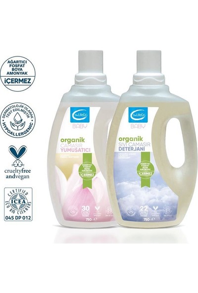TheLifeCo Baby 2 x 750 ml - Organik Sıvı Çamaşır Deterjanı & Organik Çamaşır Yumuşatıcısı