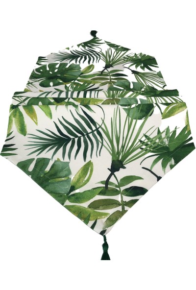 Desen İzmir Desenli Runner Örtü Yeşil Yaprak Serisi