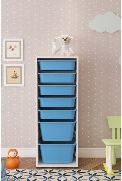 Pratico 7 Sepetli Mavi Çok Amaçlı Oyuncak Dolabı