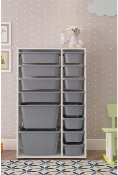 Pratico Çok Amaçlı Oyuncak Dolabı Gri 2D4K8U