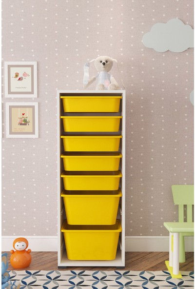 Pratico 7 Sepetli Sarı Çok Amaçlı Oyuncak Dolabı