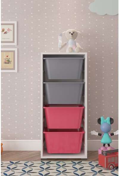 Pratico 4 Derin Sepetli Pembe Gri Çok Amaçlı Oyuncak Dolabı Pratico 4 Derin Sepetli Pembe Gri Çok Amaçlı Oyuncak Dolabı