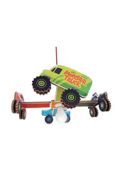 Arya Ahşap Monster Cars Çocuk Odası Aydınlatma