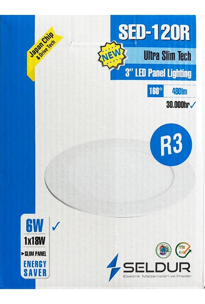 Seldur 6W Ultra Slim Sıva Altı LED Panel 6500K Seldur 6W Ultra Slim Sıva Altı LED Panel 6500K