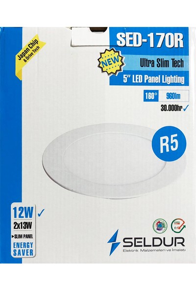 Seldur 12W Ultra Slim Sıva Altı LED Panel 6500K Seldur 12W Ultra Slim Sıva Altı LED Panel 6500K