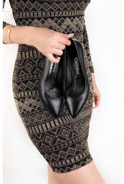 Gondol Hakiki Deri Orta Boy Topuk Stiletto-Vdt.23 Gondol Hakiki Deri Orta Boy Topuk Stiletto-Vdt.23