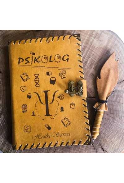 Psikoloğa Hediye Deri Defter Sarı Psikoloğa Hediye Deri Defter Sarı