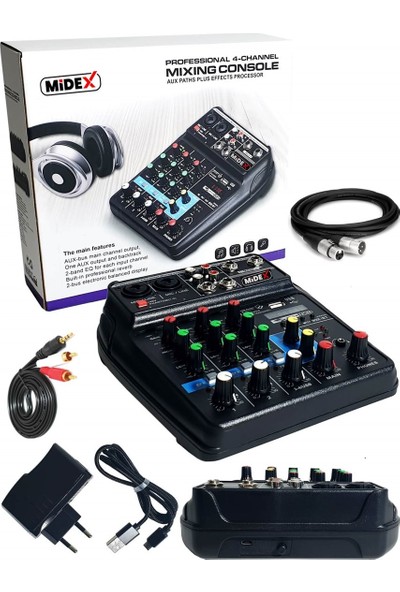 Midex MDX-999 Stüdyo Kayıt İçin Ses Kartlı +48V Phantomlu Kayıt Mikseri ( XLR Kablo + Rca Hediye) Midex MDX-999 Stüdyo Kayıt İçin Ses Kartlı +48V Phantomlu Kayıt Mikseri ( XLR Kablo + Rca Hediye)