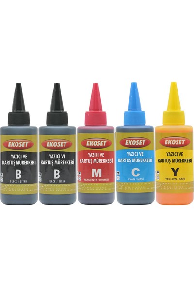 Ekoset Brother Dcp T300 T310 T500W T510W Uyumlu Renkli Mürekkep 100 ml 5'li Set Ekoset Brother Dcp T300 T310 T500W T510W Uyumlu Renkli Mürekkep 100 ml 5'li Set