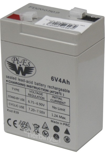 Pi-Es 6 V 4AH Işıldak Için Bakımsız Kuru Akü