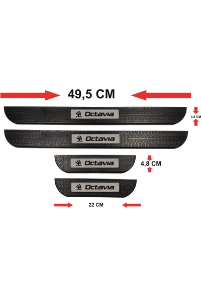 Ömr Dizayn Hediye Octavia Logolu Abs Soft Kapı Eşiği Çıtası 4'lü Set